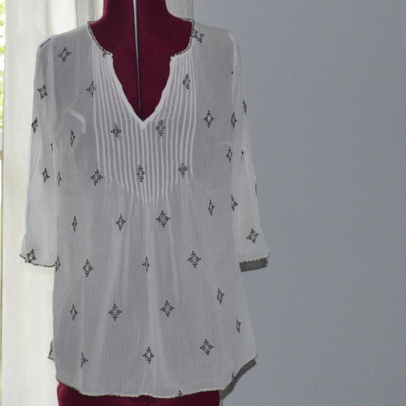White House Black Market | Tops | Whbm White Sheer Tunic Wblack ...